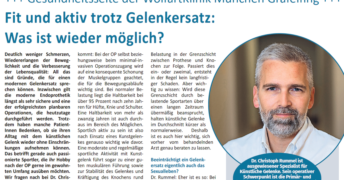 Fit und aktiv trotz Gelenkersatz: Was ist wieder möglich? - Die ...